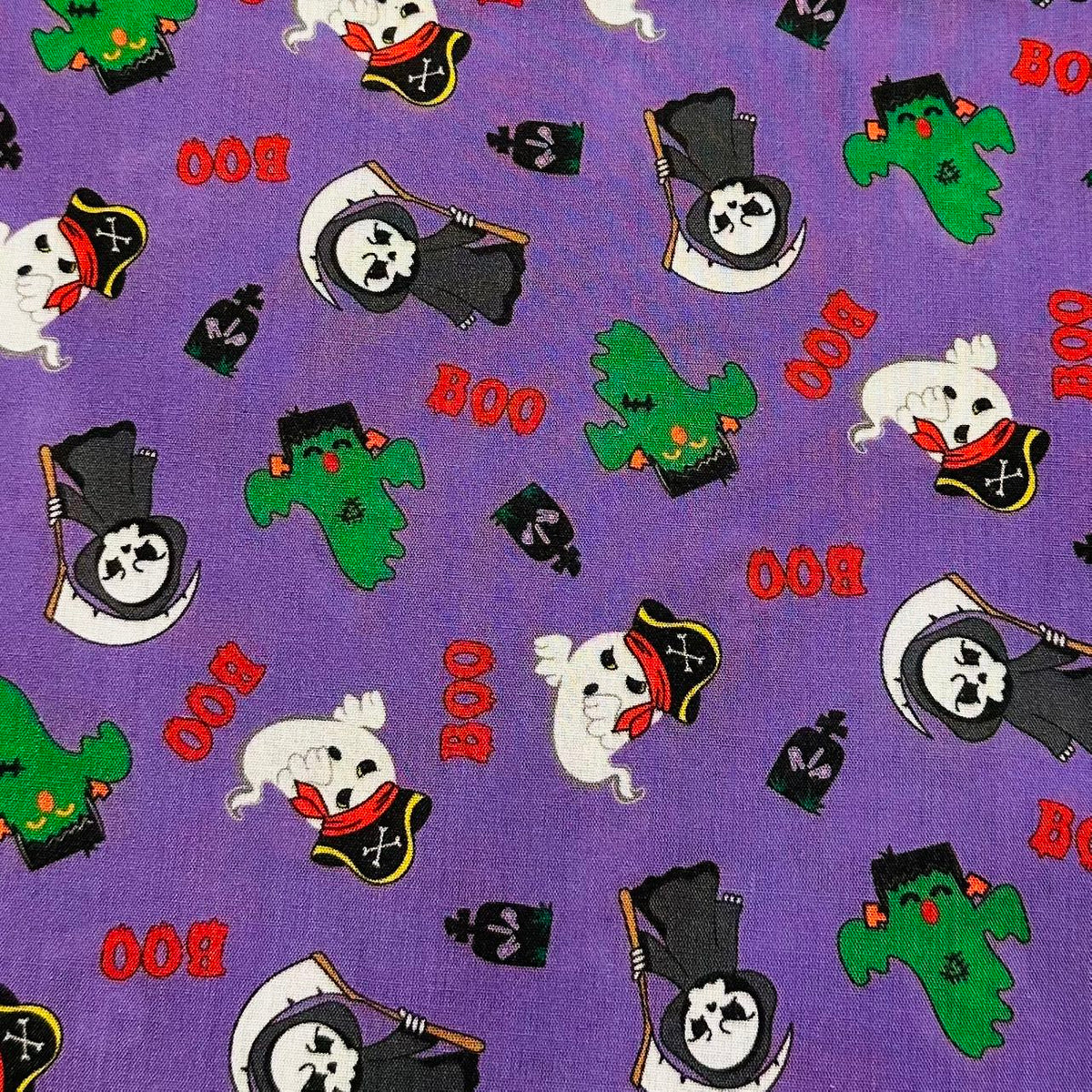 Fabric-Halloween-Boo-Purple – Spectacular Fabrics